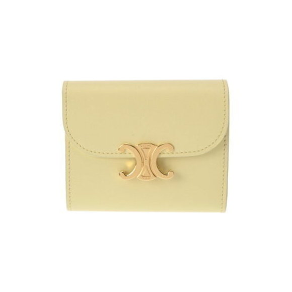Celine | Bags | Celine Small Wallet Triomphe Yellow Calf Bifold Un ...